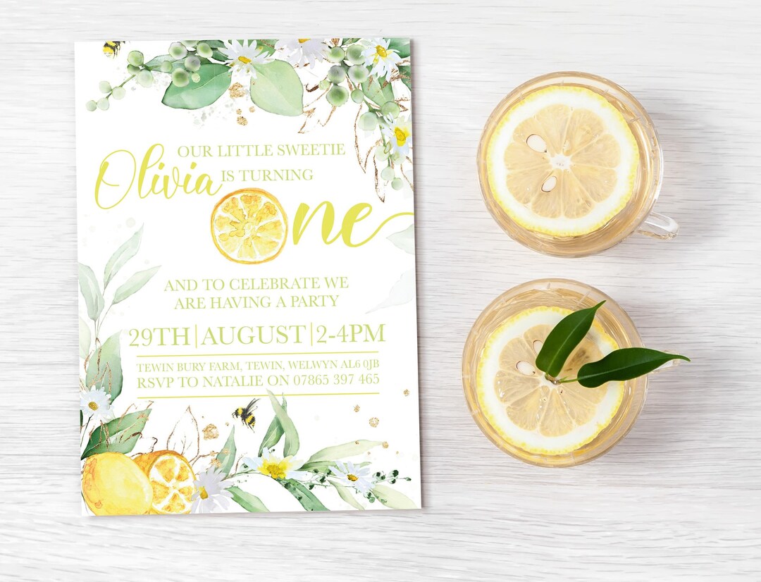 Summer Lemons Tea Party Invitations - Summer Themed Party - Tea Party ...