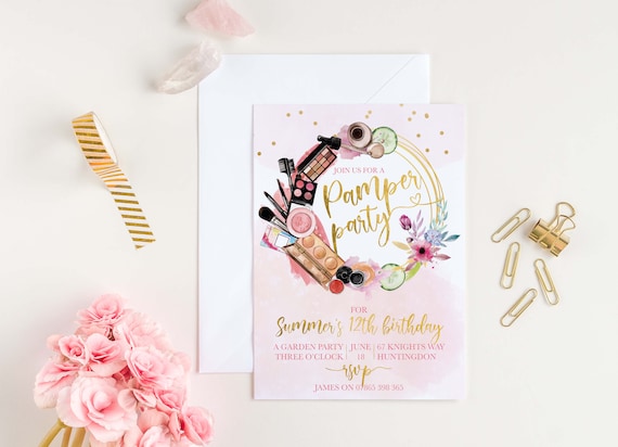 Pamper Party Invitation Pamper Party Invitations Make-up | Etsy UK