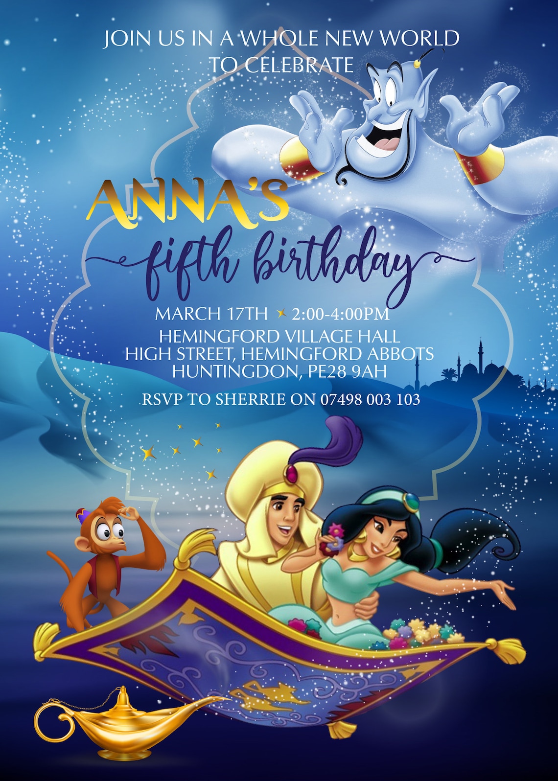 Disney Aladdin Party Invitation Disney Aladdin Birthday | Etsy