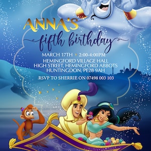 Disney Aladdin Party Invitation Disney Aladdin Birthday Party ...