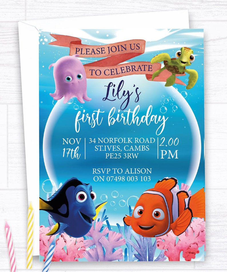 Edit Yourself Finding Nemo Party Invitation Disney Finding | Etsy