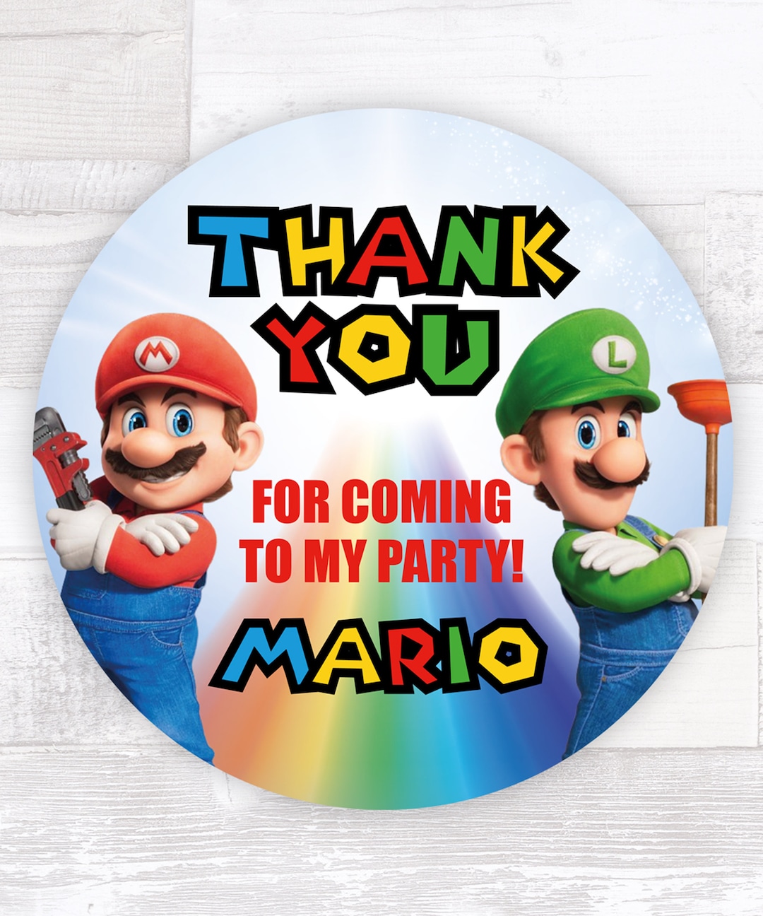 Super Mario Party Bag Stickers Mario Movie Thank You Stickers Nintendo ...