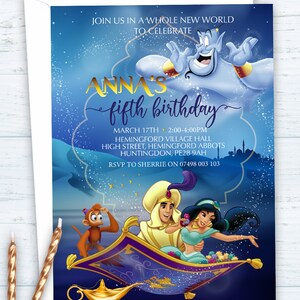 Disney Aladdin Party Invitation Disney Aladdin Birthday Party ...