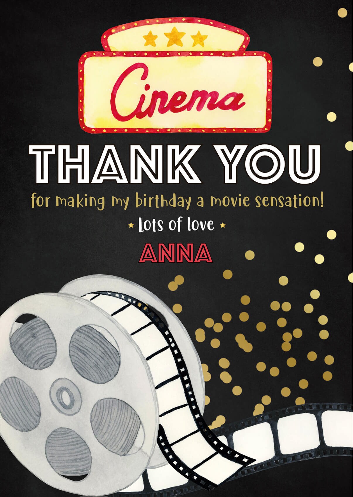 Cinema and Popcorn Thank You Cards Cinema and Popcorn Thank | Etsy