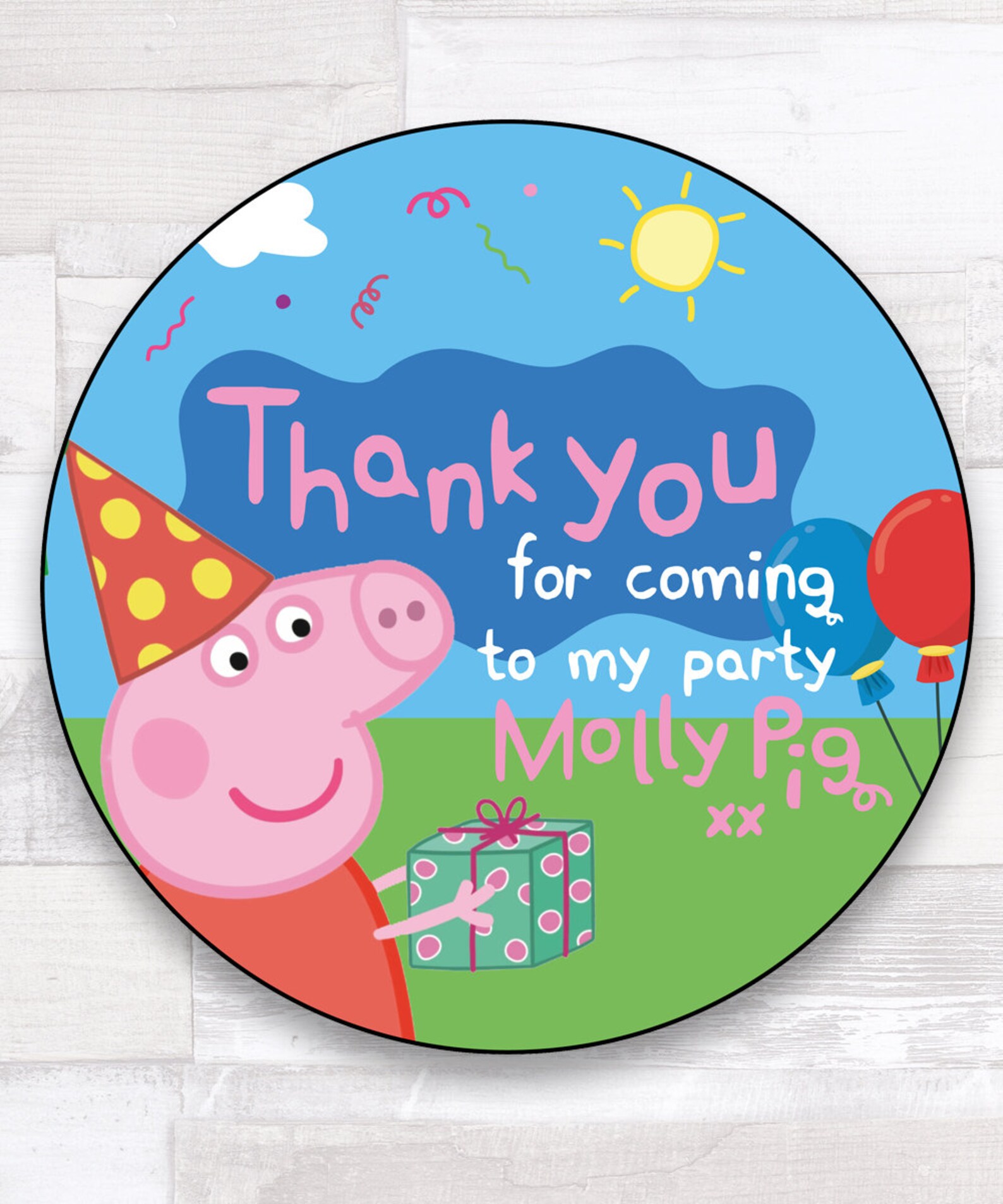 Peppa Pig Party Bag Stickers Peppa Pig Thank you Stickers | Etsy
