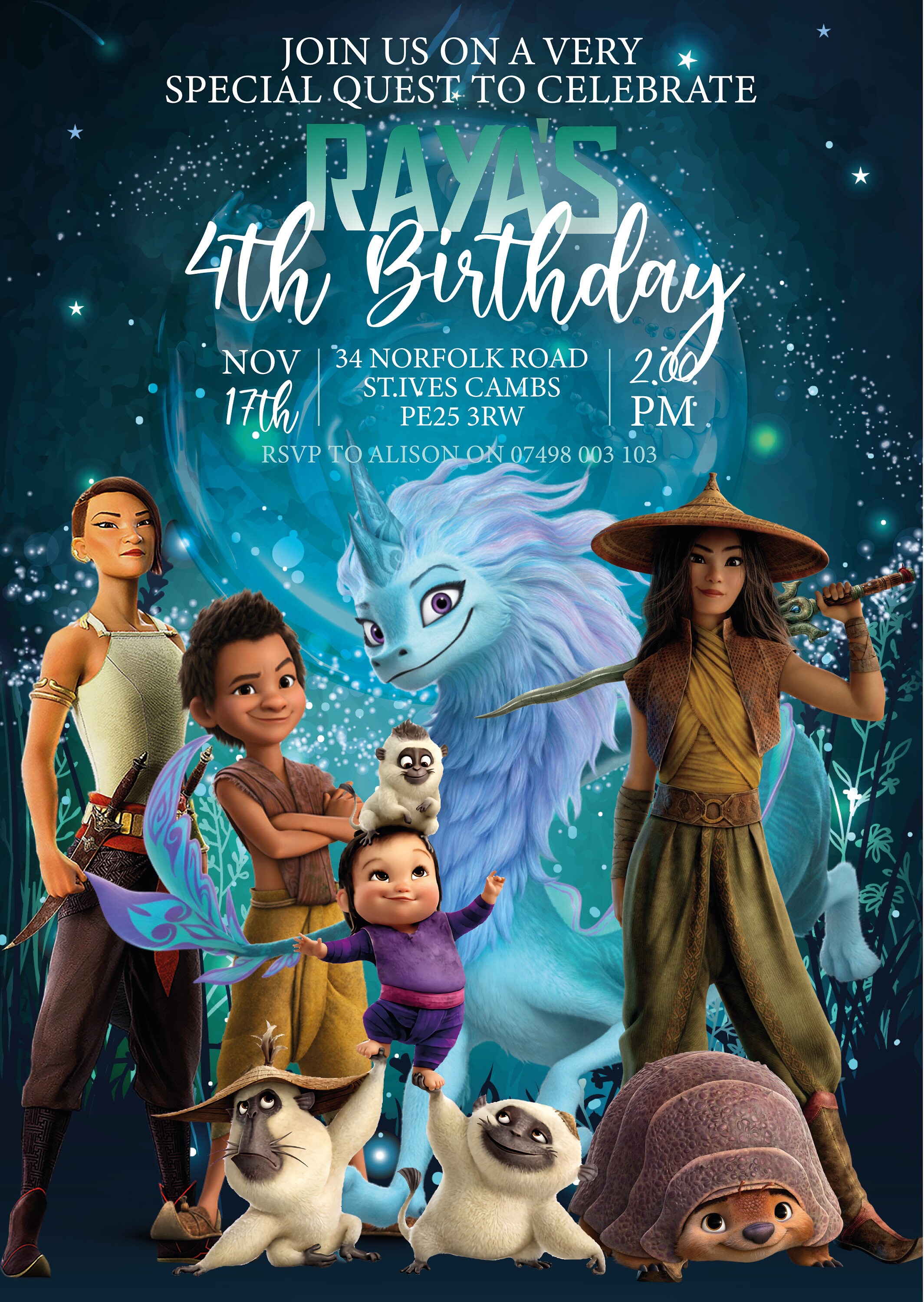 Raya Invitations Raya and the Last Dragon Birthday Party - Etsy