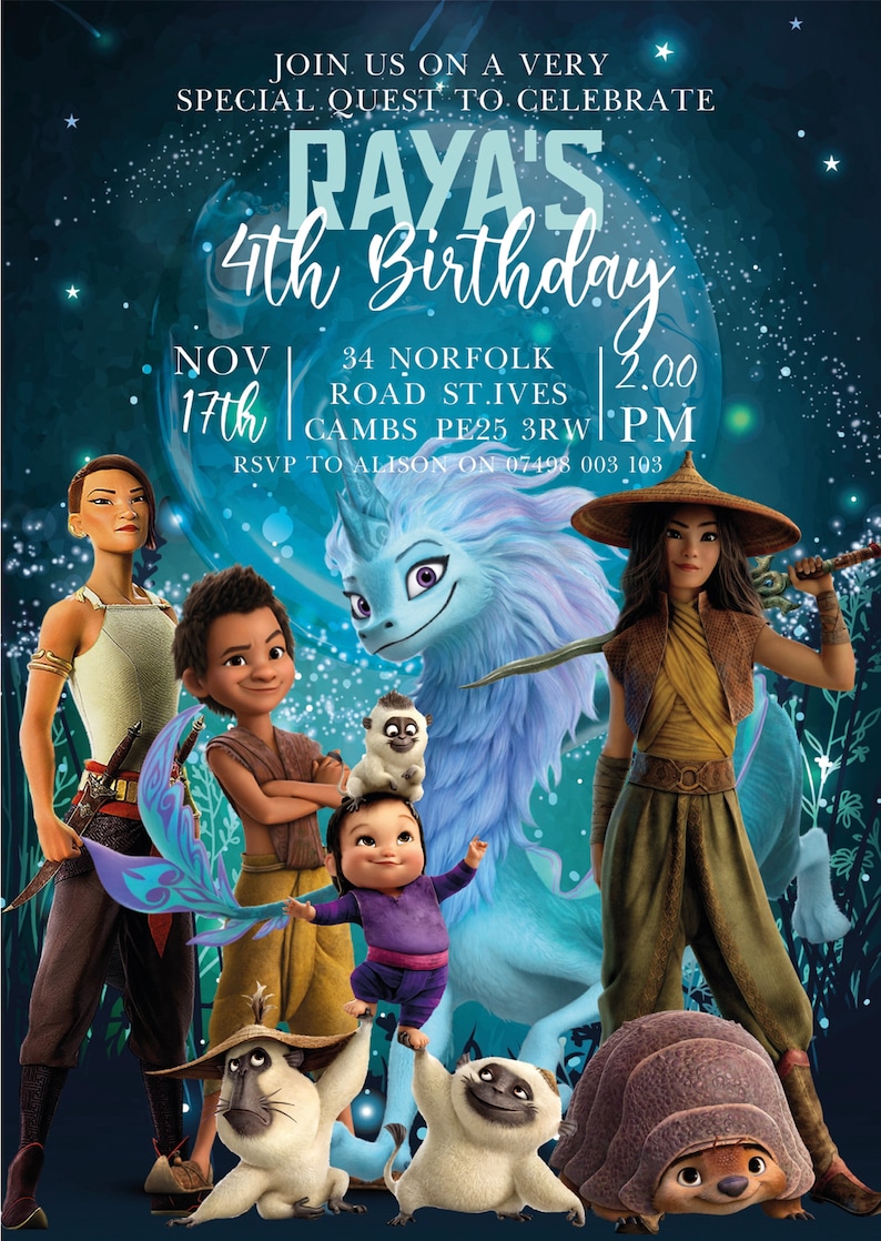 Edit Yourself Raya and the Last Dragon Birthday Party | Etsy