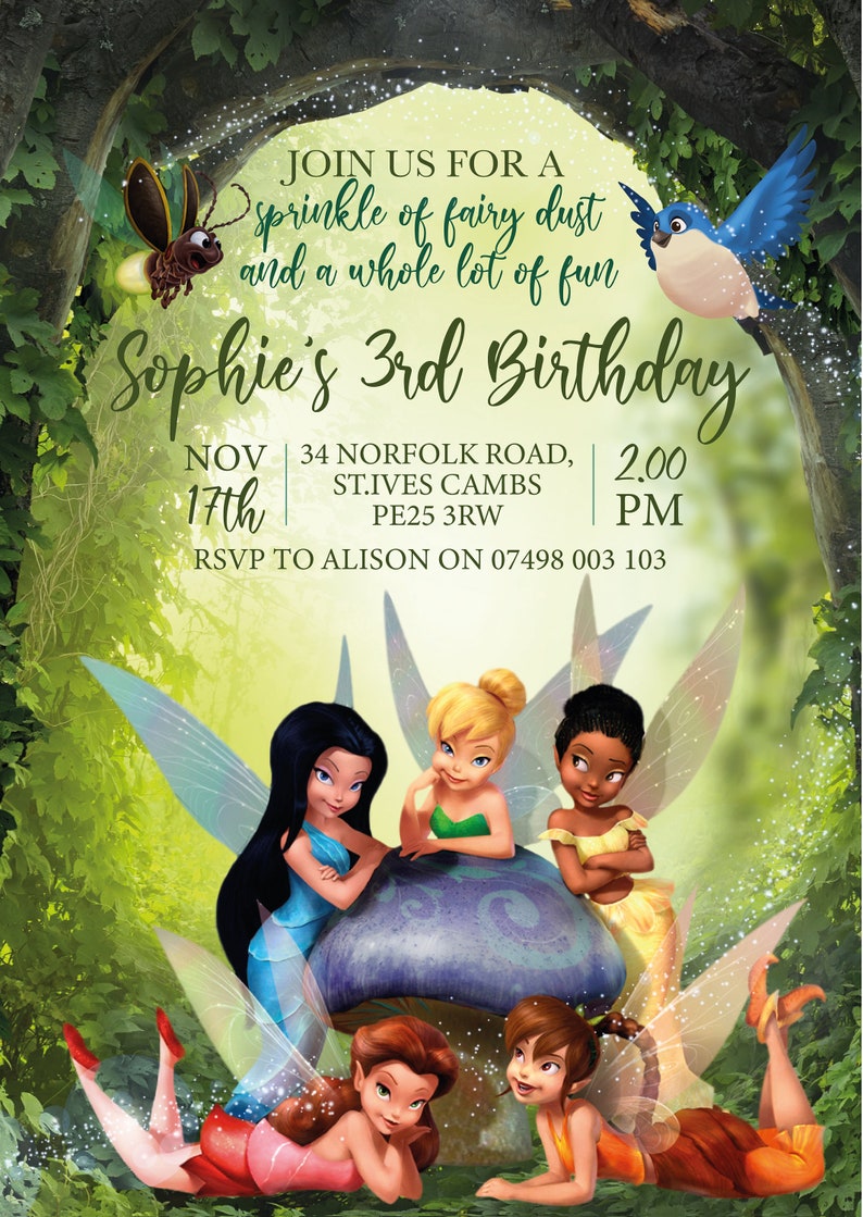 Disney Tinkerbell Party Invitation - Disney Fairy Birthday Party ...