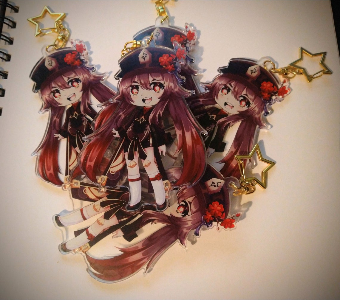 Genshin Impact Keychain Hu Tao Acrylic Charm - Etsy
