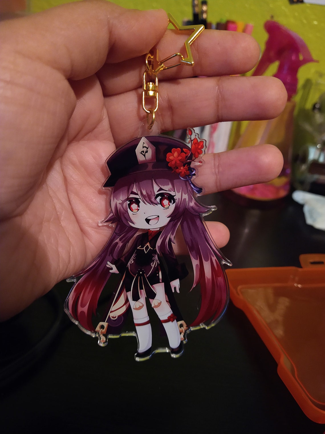 Genshin Impact Keychain Hu Tao Acrylic Charm - Etsy