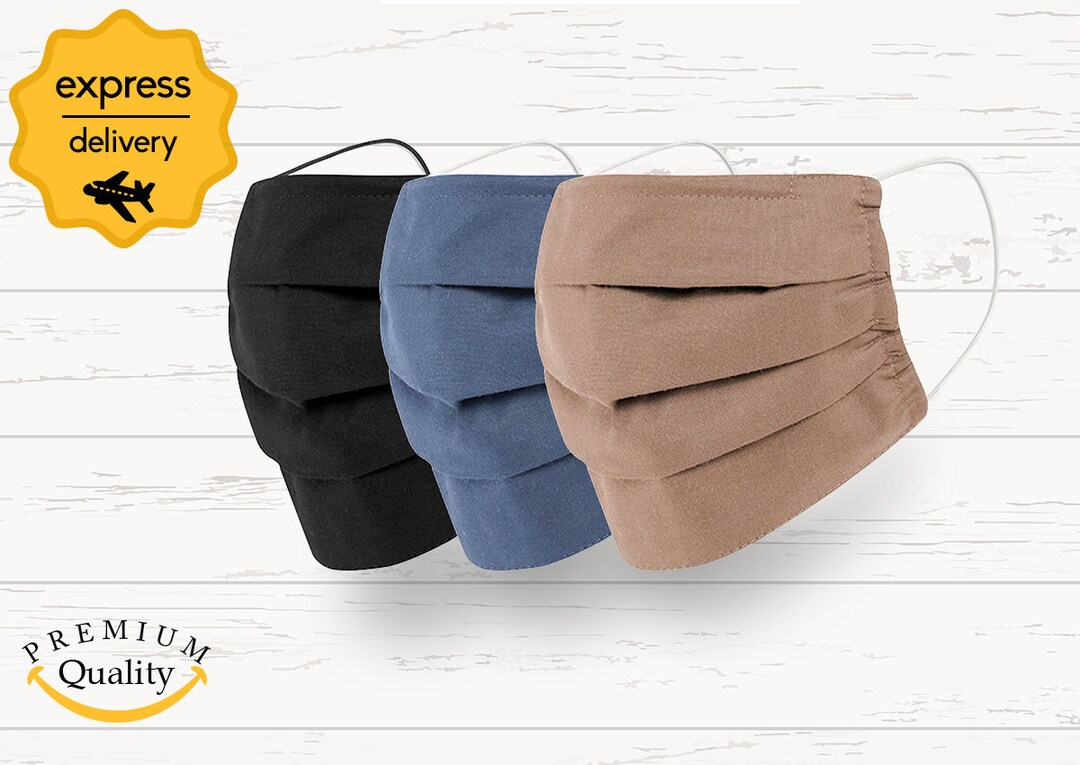 Set of 3 Triple Layer Reusable Face Mask With Nose Wire, Ultra Elastic ...