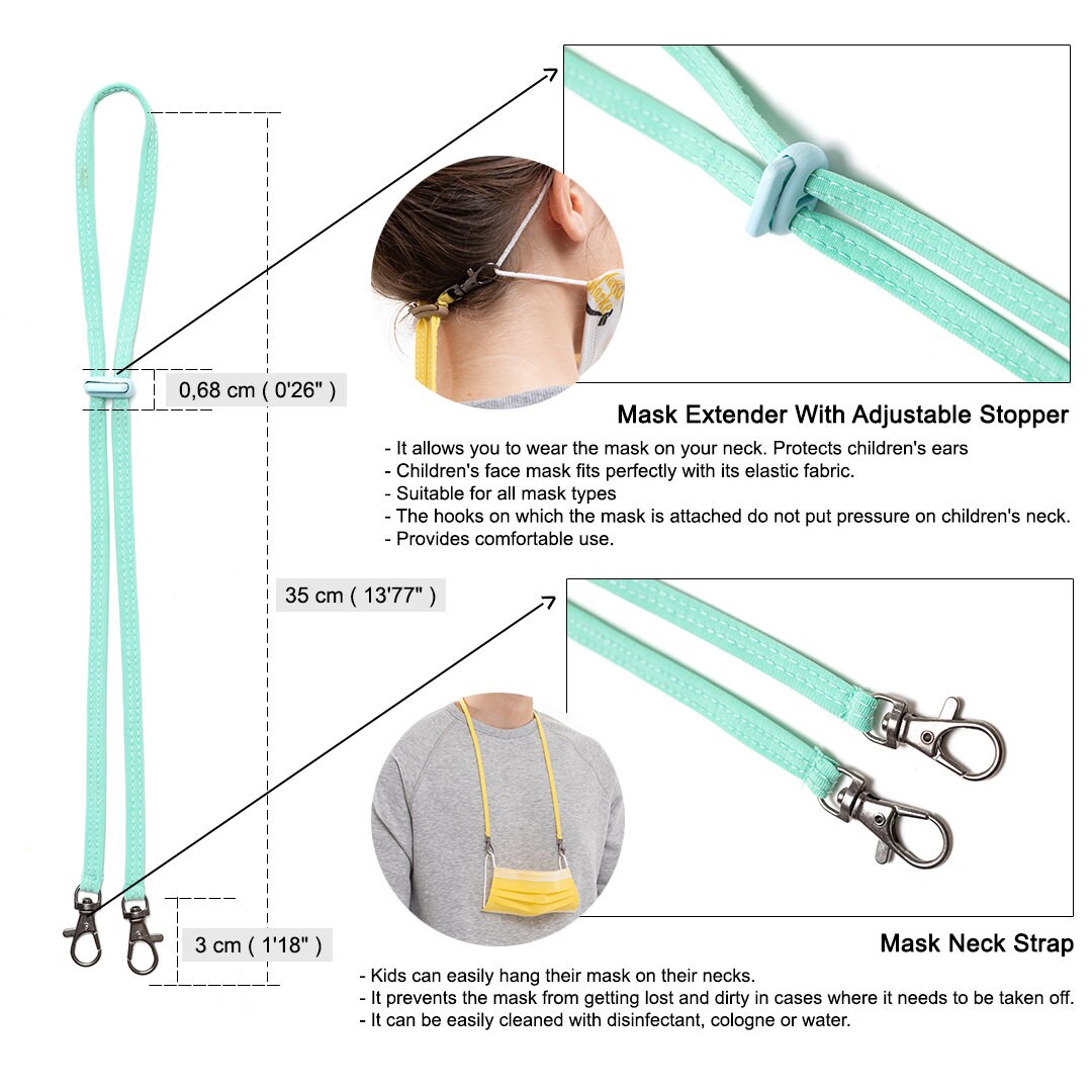 Mask Size Adjuster Ear Saver Lanyards for KIDS, Adjustable Face Mask ...