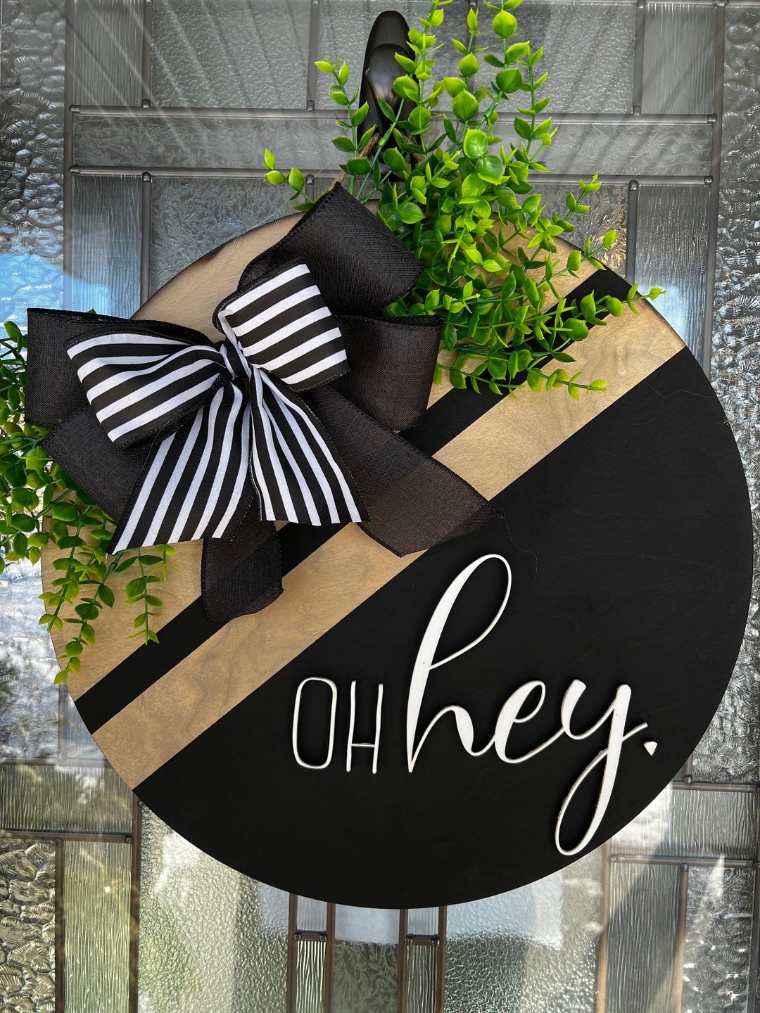 Oh Hey Round | Laser Cut | Welcome Door Hanger | Oh Hey Door Hanger - Etsy