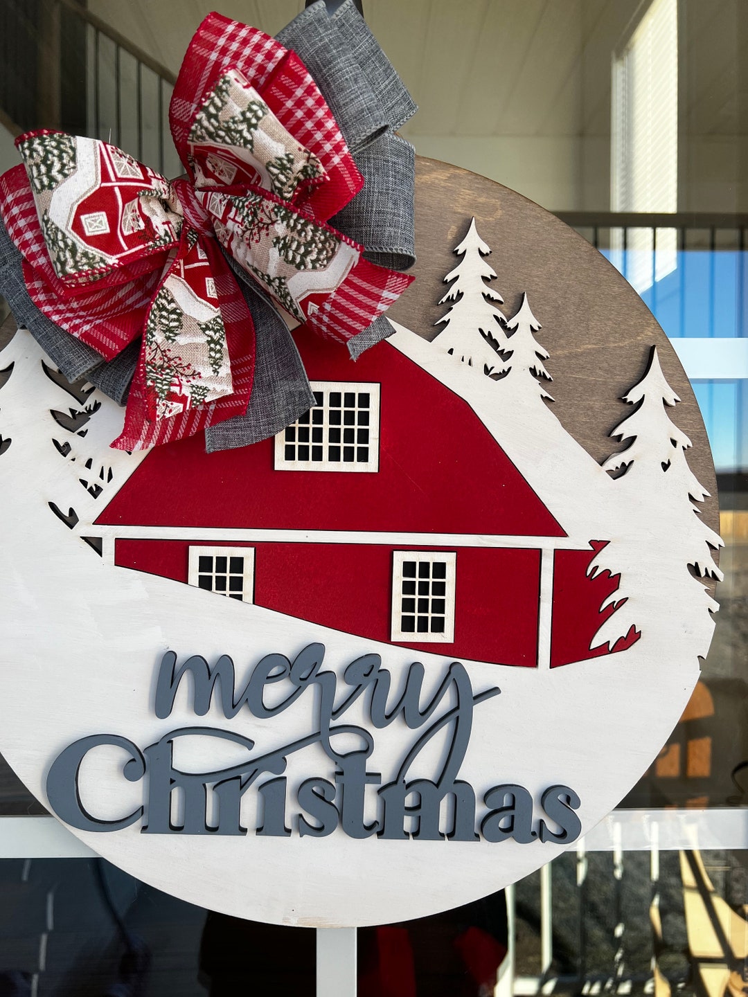 Christmas Door Hanger | Laser Cut | Christmas Door Round | Christmas ...