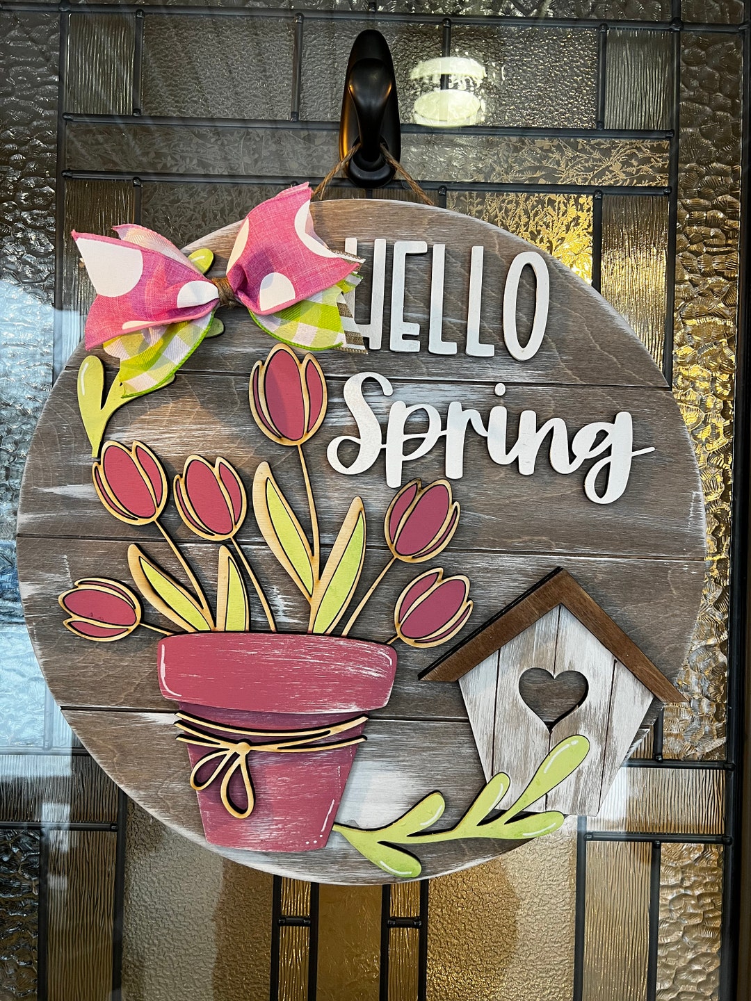 Spring Door Hanger | Laser Cut | Hello Spring Door Hanger | Spring ...
