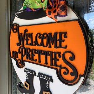 Halloween Door Hanger Laser Cut Hello My Pretties Sign - Etsy
