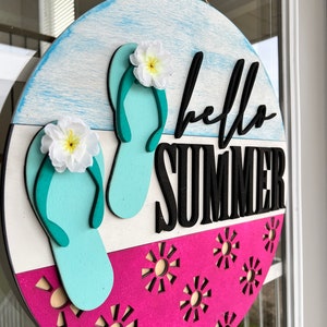 Summer Door Hanger | Laser Cut | Flip Flop Door Hanger | Summer Round ...