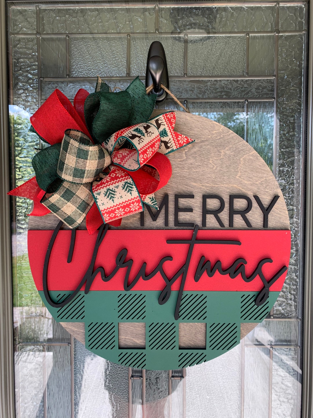 Christmas Door Hanger Laser Cut Christmas Door Round - Etsy