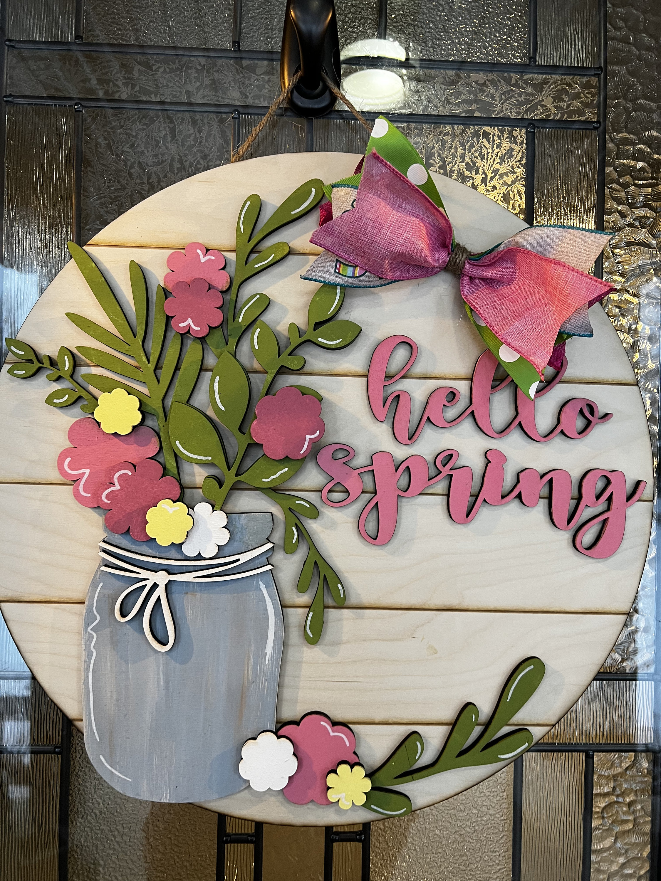 Spring Door Hanger Laser Cut Hello Spring Door Hanger Spring Wreath ...