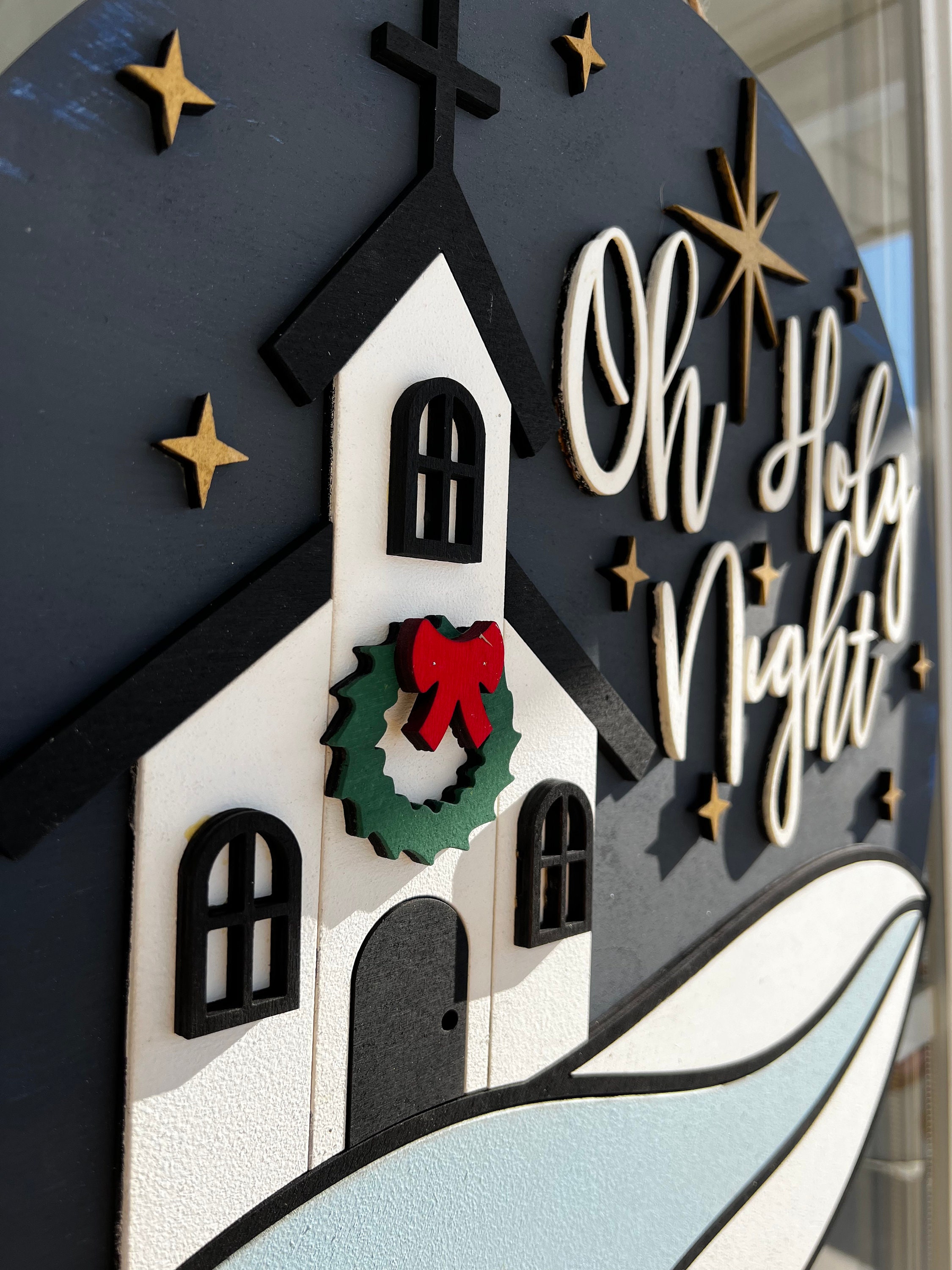 Christmas Door Hanger Laser Cut Christmas Door Round - Etsy