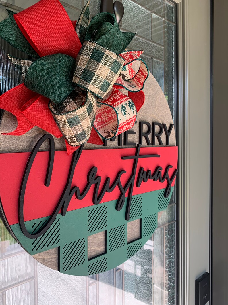 Christmas Door Hanger Laser Cut Christmas Door Round - Etsy