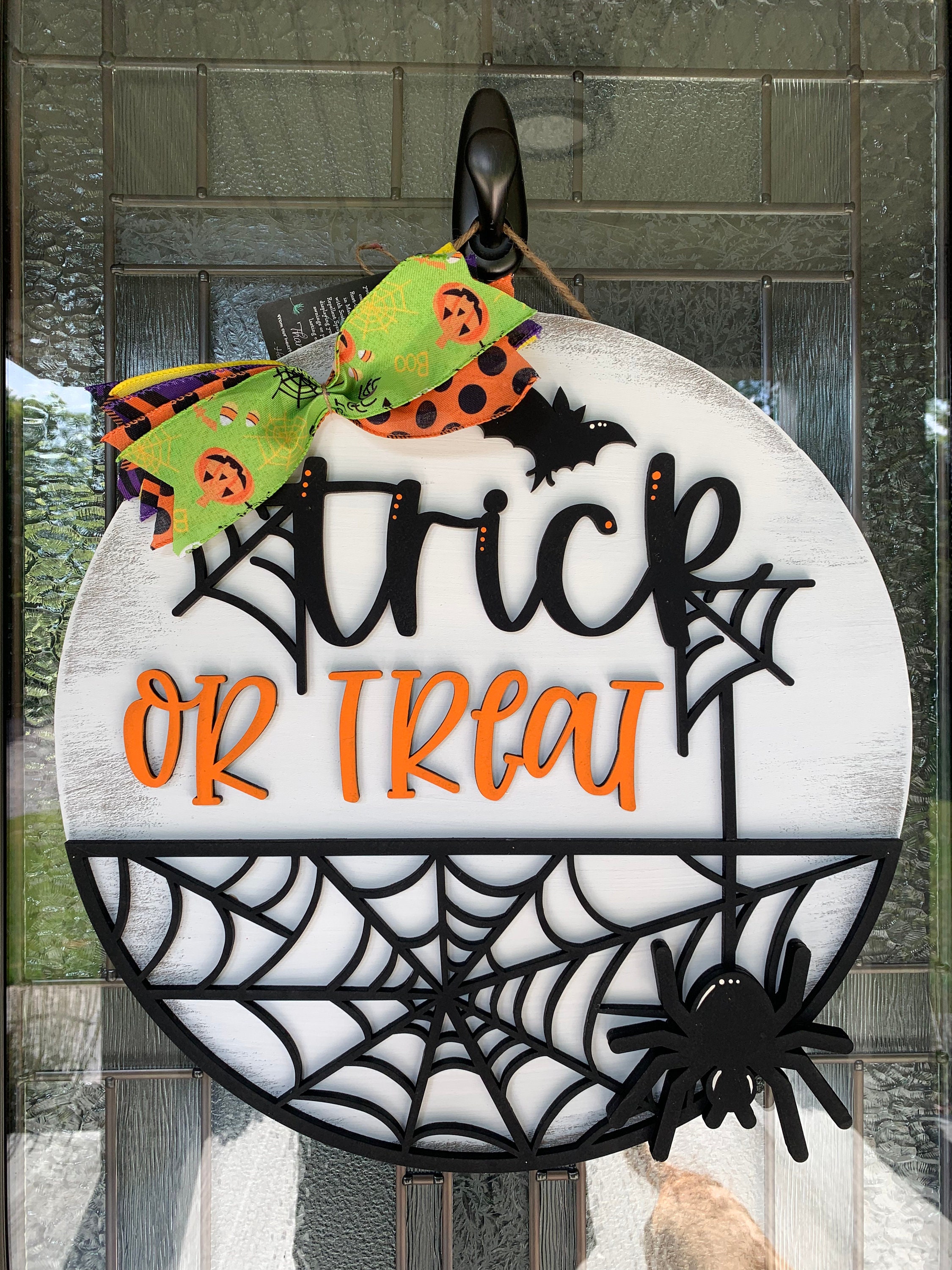 Trick or Treat Door Hanger Laser Cut Fall Door Hanger Halloween Door ...