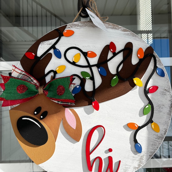 Round Christmas Door Hanger - Etsy