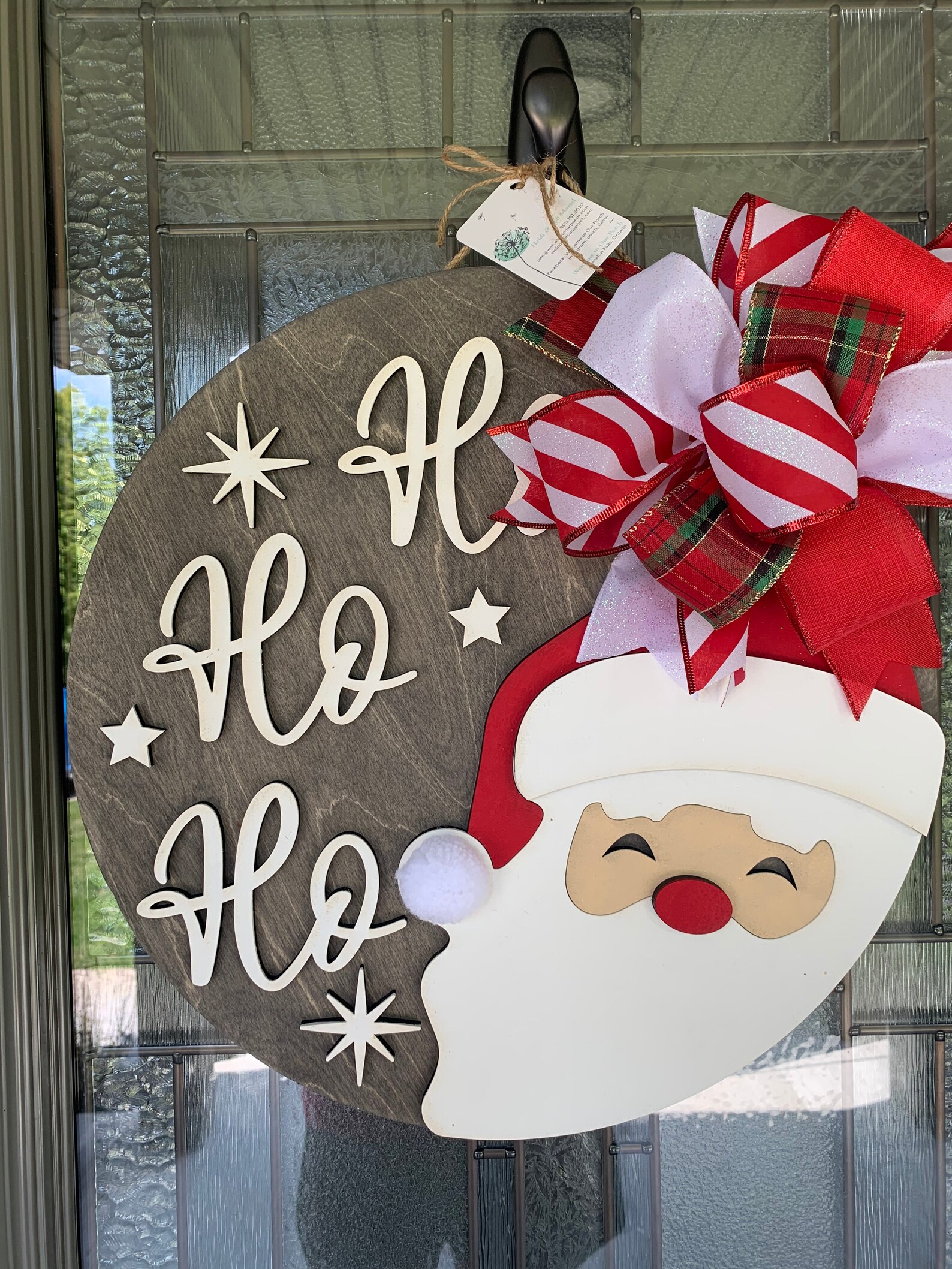 Christmas Door Hanger Laser Cut Christmas Door Round HO HO HO Door ...