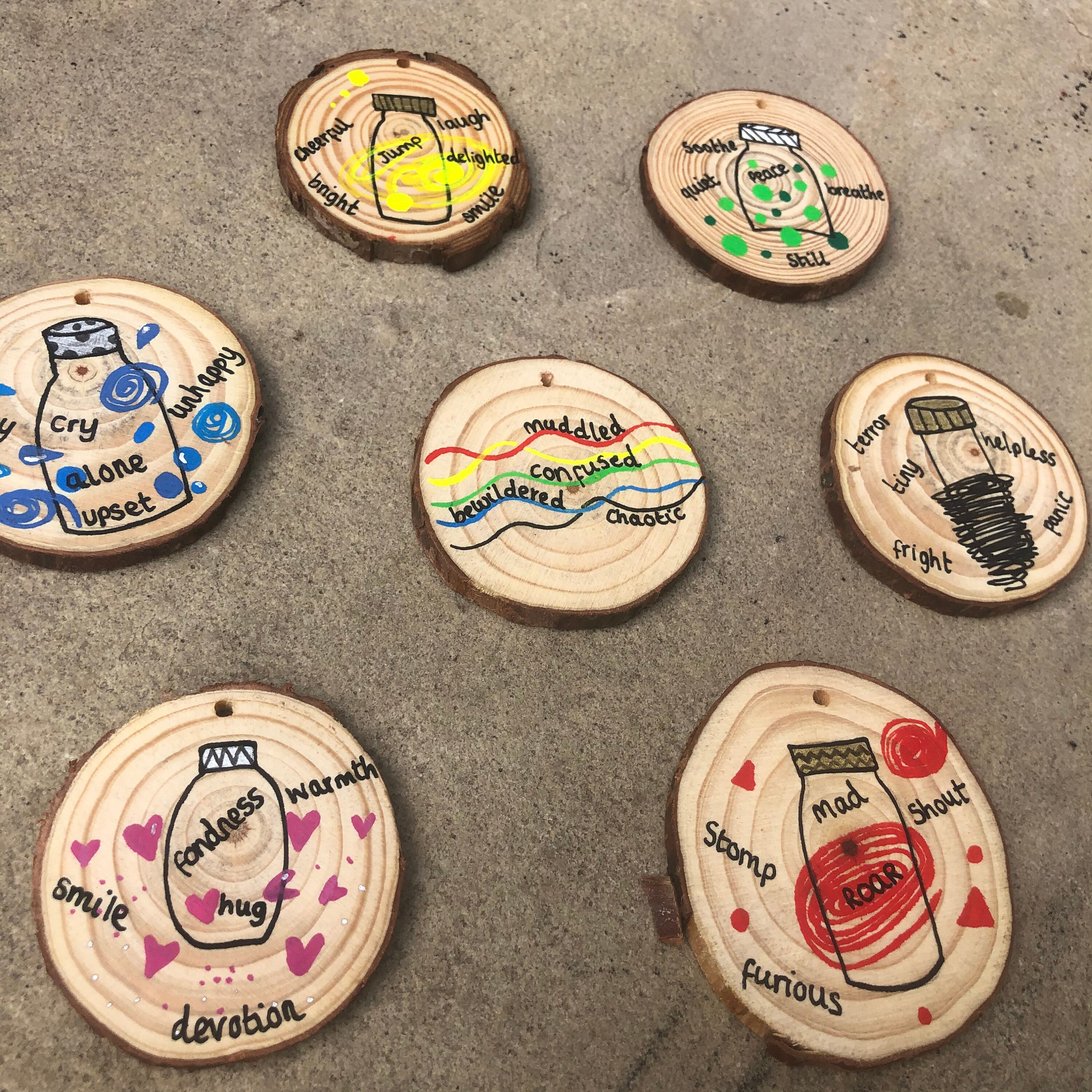 The Colour Monster log slices gift emotions eyfs | Etsy