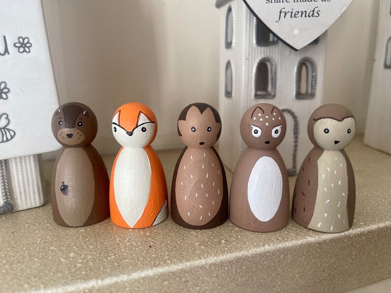 Wooden Woodland Pegdoll Play Set, Forest Animals, Woodland Small World ...