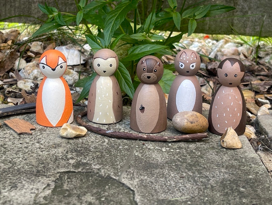 Wooden Woodland Pegdoll Play Set, Forest Animals, Woodland Small World ...
