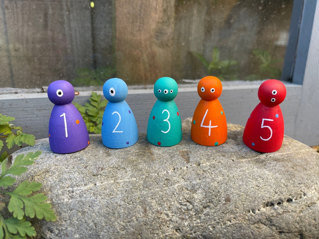 5 Little Men Pegdolls, Nursery Rhyme Pegdolls, Wooden Toys, EYFS ...