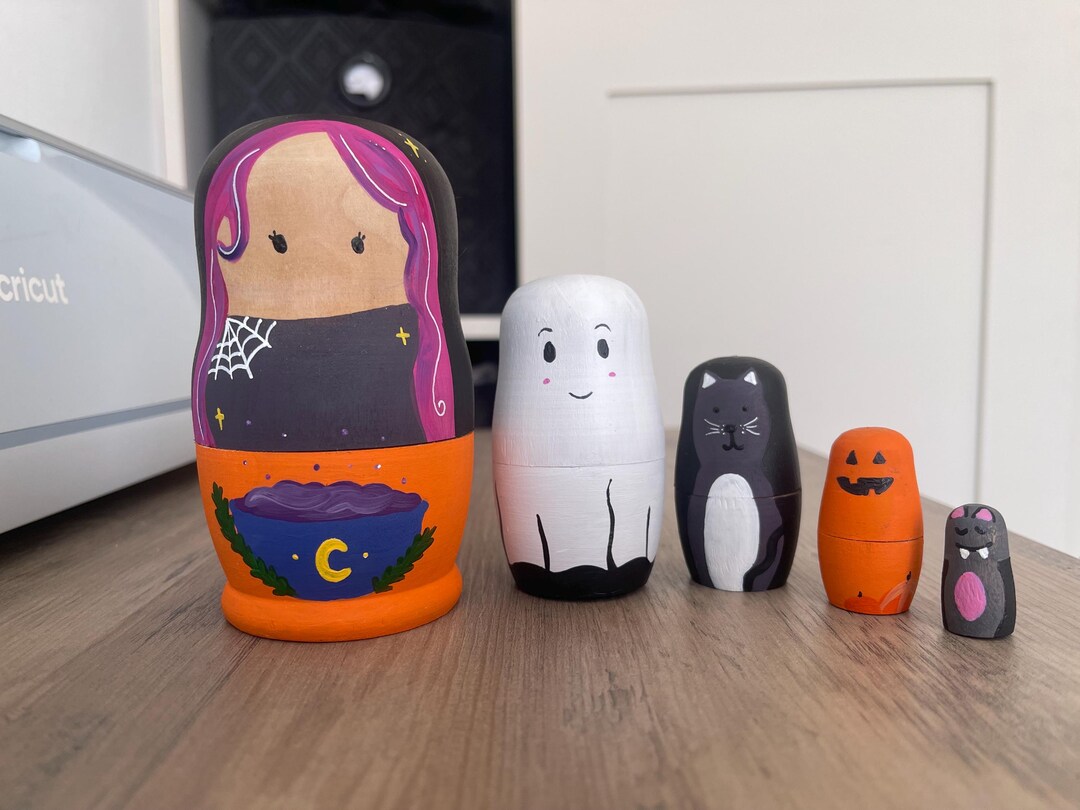 Halloween Dolls Hand-painted 5-piece Nesting Doll Set - Etsy