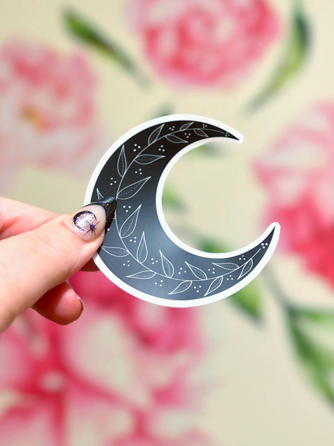 Transparent Foliage Moon Vinyl Sticker - Etsy
