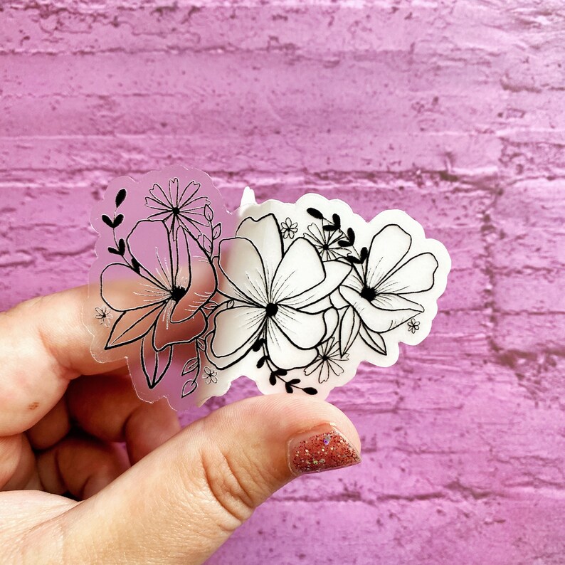 Transparent Floral Sticker Clear Flower Stickers Floral - Etsy