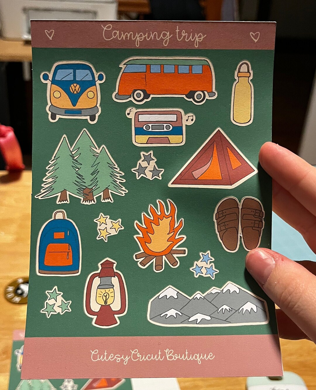 Camping-themed Sticker Sheet - 1 Page - Etsy