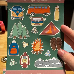 Camping-themed Sticker Sheet - 1 Page - Etsy