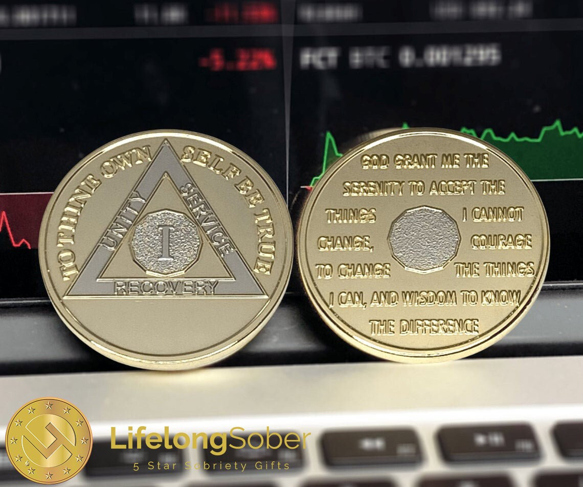 Bi-plated 1 Year Sobriety Coin – AA Medallion - Etsy