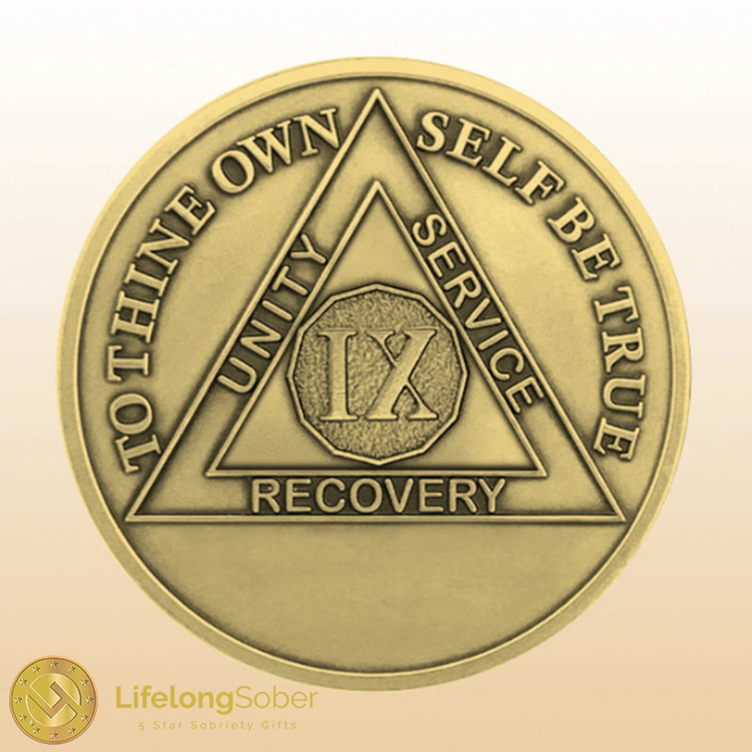 9 Year AA Medallion – Antique Bronze Sobriety Coin With Serenity Prayer ...