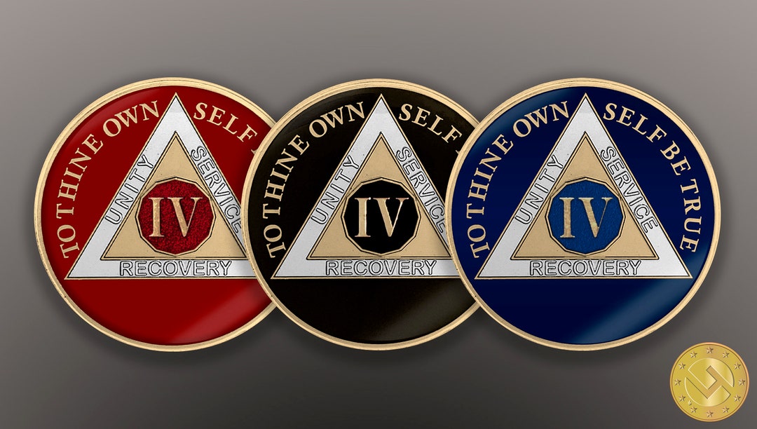 4 Year Sobriety Coin – AA, NA Tri-plated Medallion - Etsy