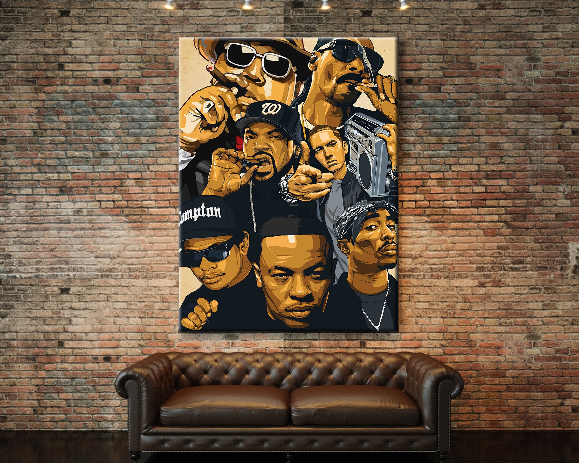 Hip Hop Legendary Rappers Painting Canvas West Coast Rap Art | Etsy