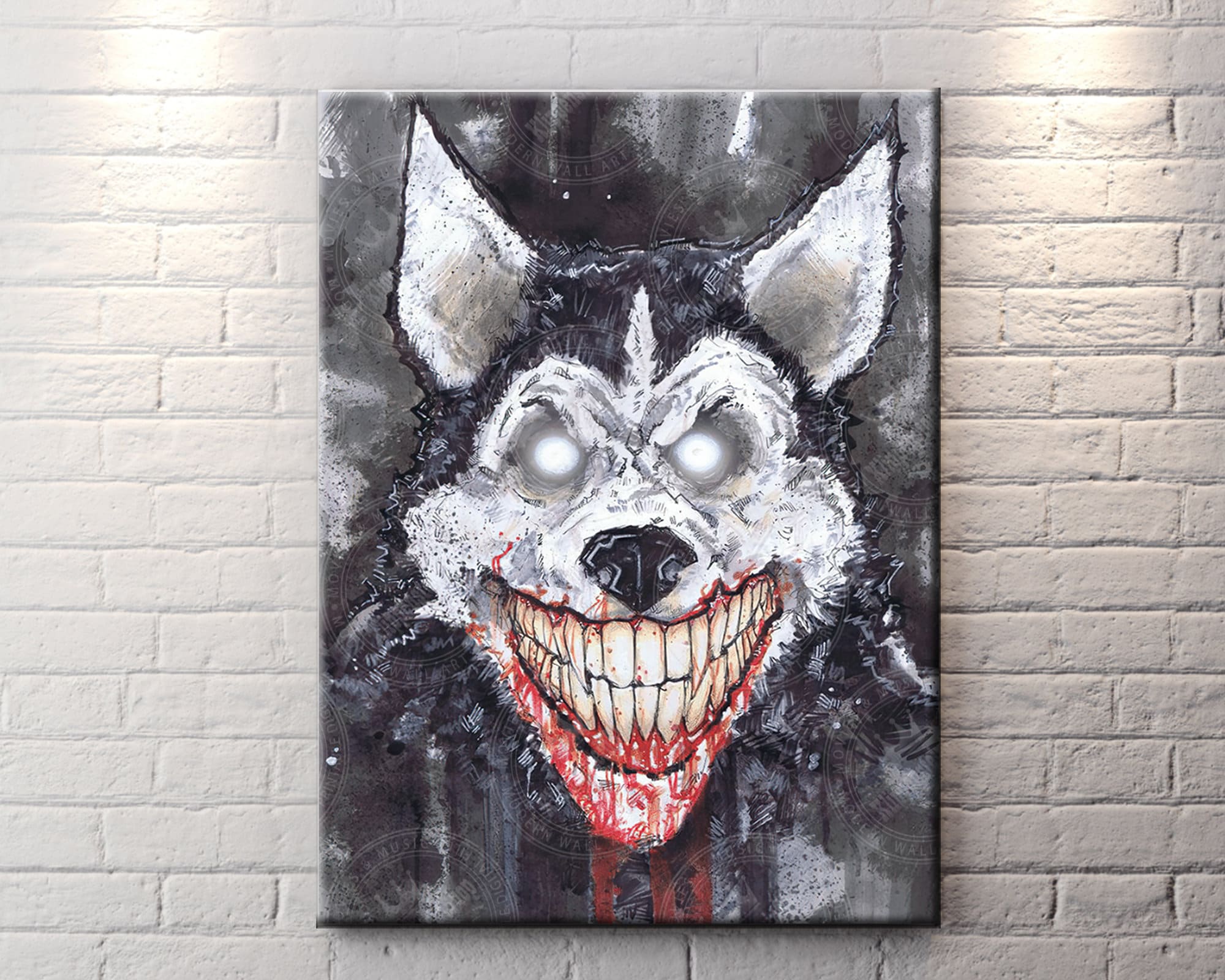 Horror Smile Dog Canvas Creepypasta Siberian Husky Wall Art | Etsy