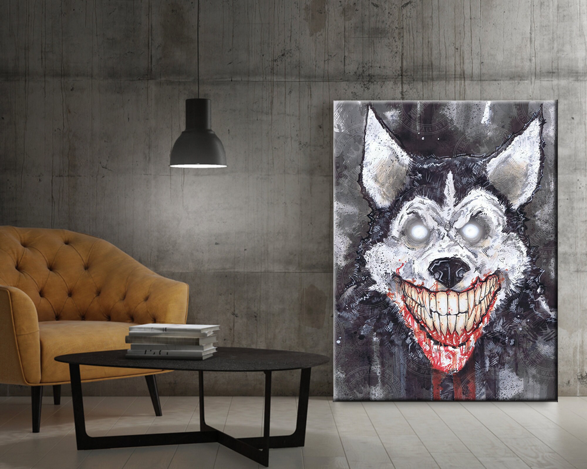 Horror Smile Dog Canvas Creepypasta Siberian Husky Wall Art | Etsy