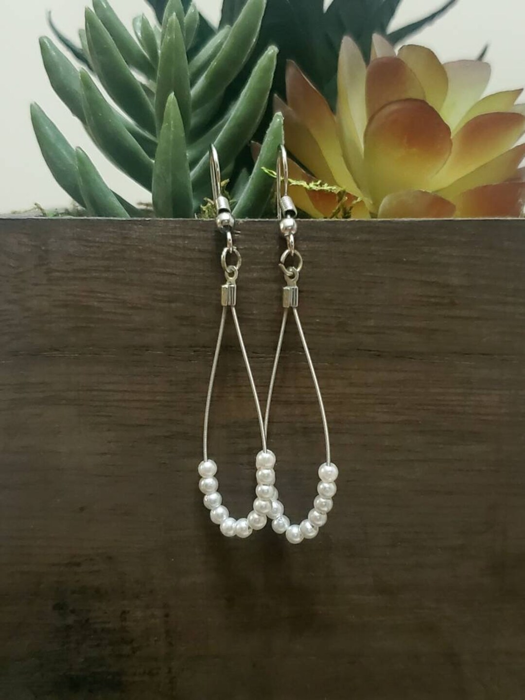 Pearl & Guitar String Earrings - Etsy