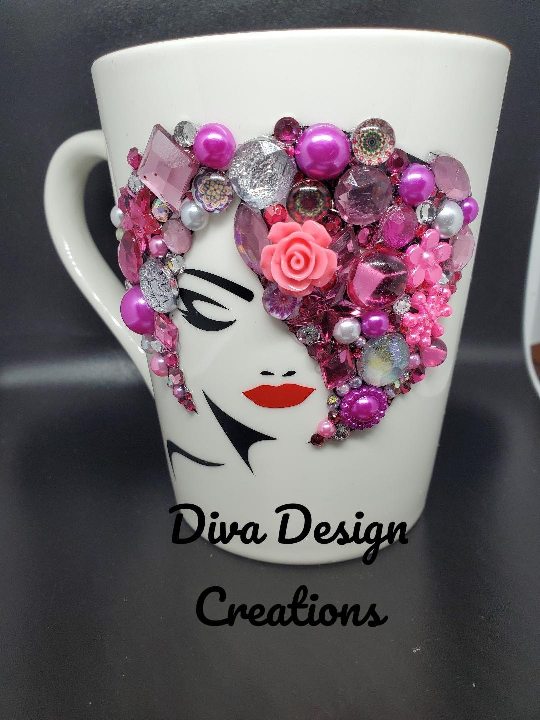 Rhinestone Pearl Embellished Coffee Mug - 14oz Bling Mug - Etsy