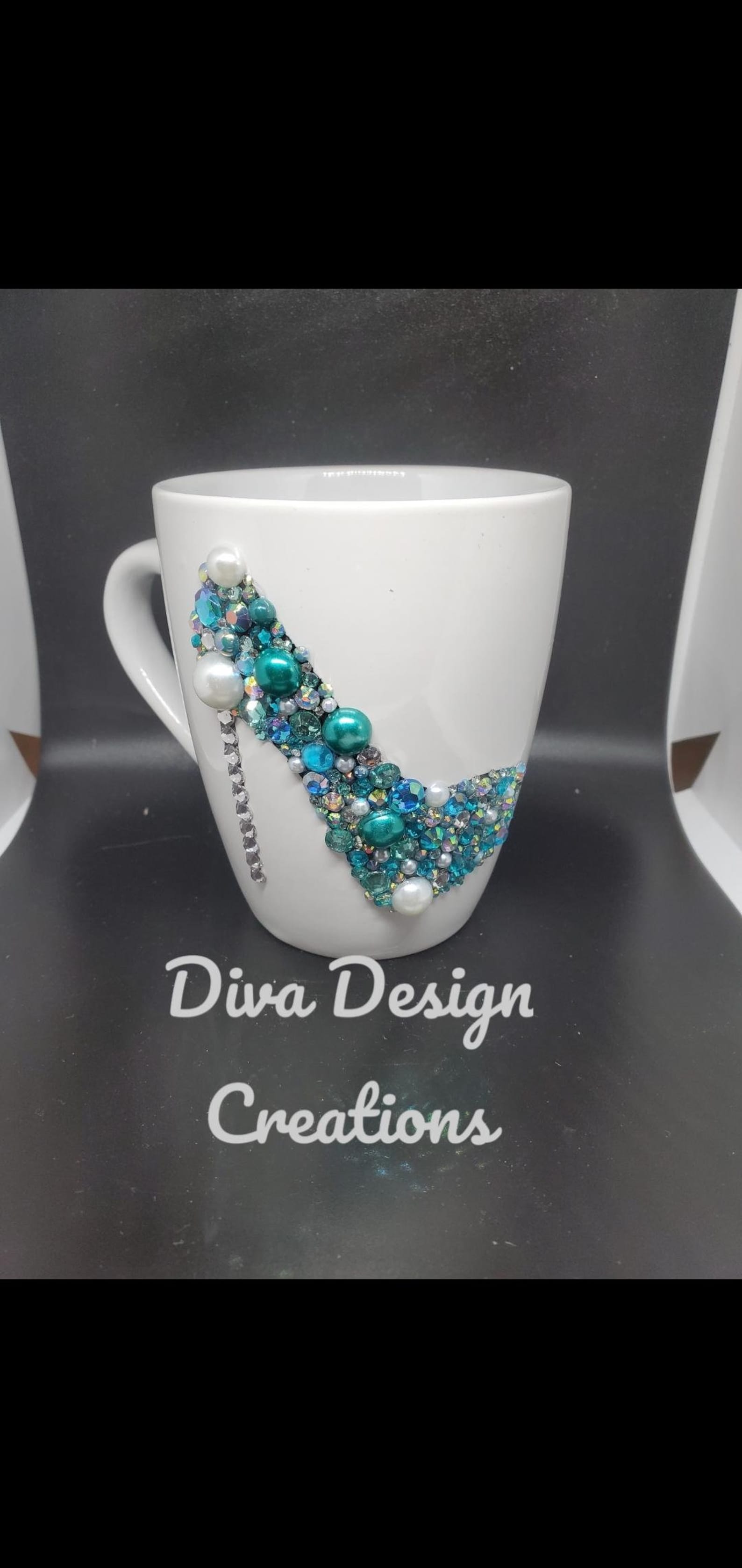 Rhinestone Pearl Embellished Coffee Mug - 14oz Bling Mug - Etsy