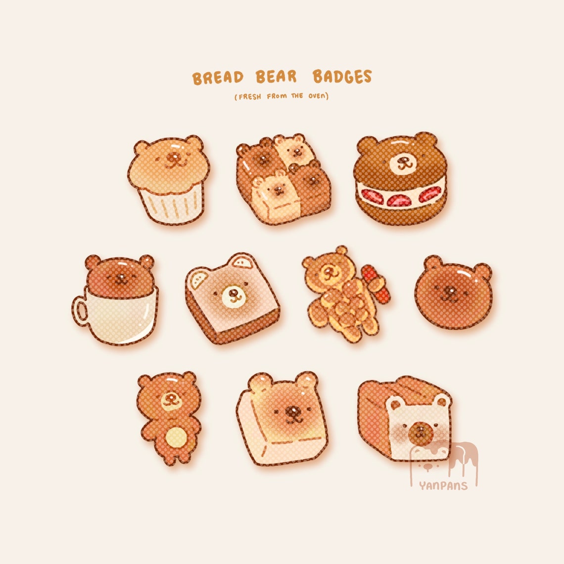 Bread Bear Badges/emotes for Twitch Discord Youtube Etc. - Etsy UK