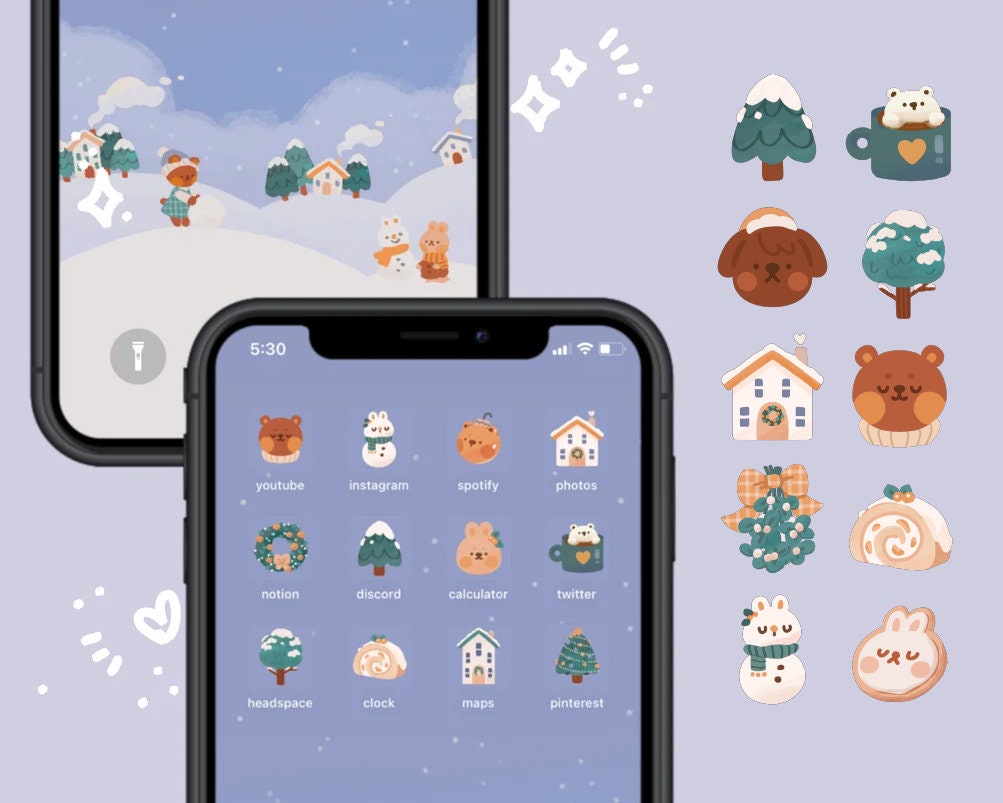 Snow Day Icon Set & Wallpapers ios 14 Android - Etsy