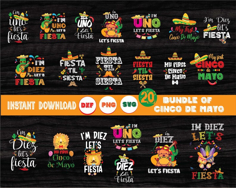 Cinco De Mayo Svg Bundle, Mexican Svg, Cinco De Mayo PNG, Tacos,lets ...
