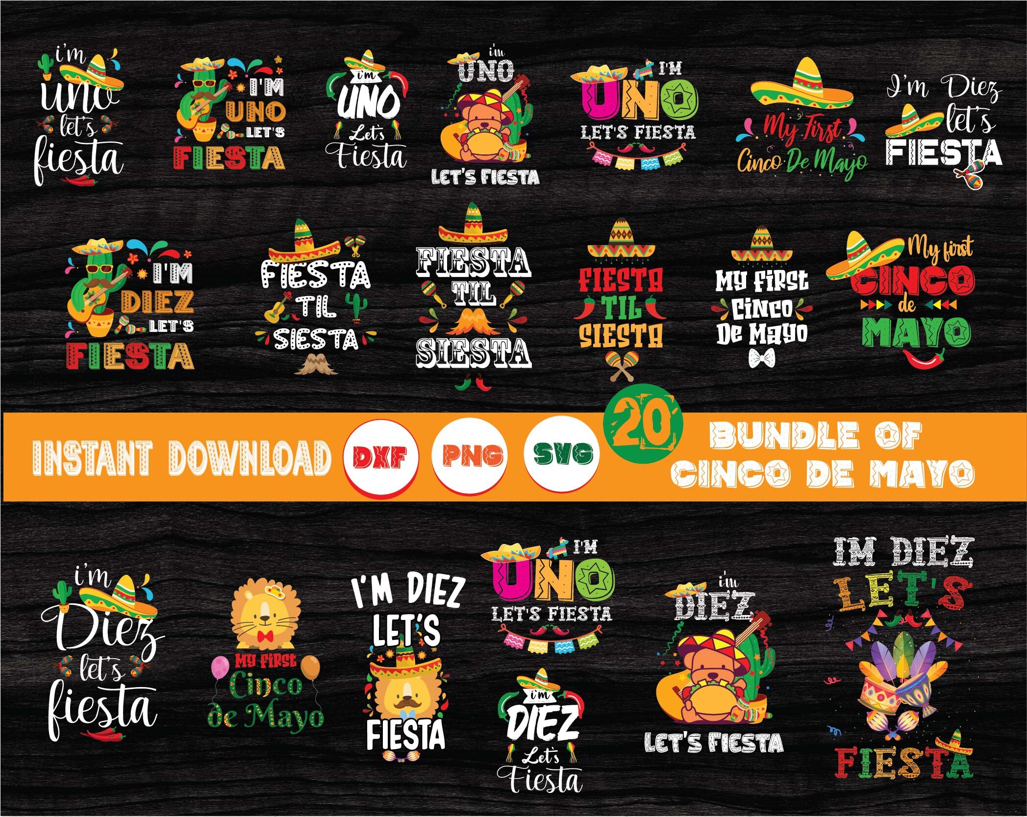 Cinco De Mayo Svg Bundle, Mexican Svg, Cinco De Mayo PNG, Tacos,lets ...